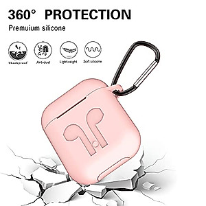 Airpods Case Pink,WQNIDE Airpods Accessories Set,12 in 1 Protective Silicone Cover and Skin for Apple Airpods Charging Case with Airpods Ear Hook Grips/Airpods Staps/Airpods Clips/Skin/Tips/Grips