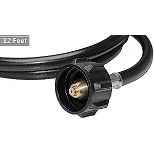 DOZYANT 12 Feet Propane Hose with Gauge,Include Tank Adapter Converts POL 100 lb LP Tank to QCC1 for Gas Grill, Stove and More Propane Appliances