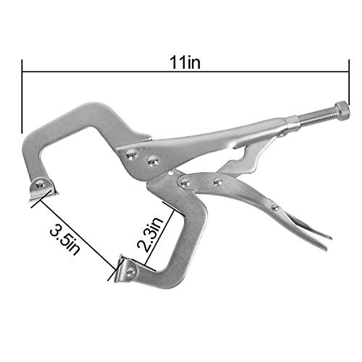 KEILEOHO 6 Pack 11 Inches C Clamp Locking Pliers with Swivel Pads, Heavy-Duty Locking Pliers, Woodworking Clamps Set, Adjustable Nickel Plated C Pliers
