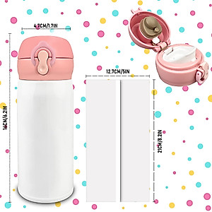 AiHeart Kids Sublimation Water Bottle,10oz Blank Stainless Steel Kid Thermo Mug,Double Wall Vacuum Insulated Sport Water Bottle,With Shrink wrap films and Lid,For School Travel(Light Pink)