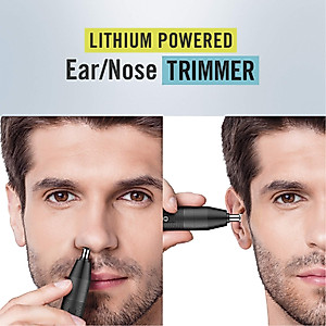 ConairMan Nose Hair Trimmer for Men, For Nose, Ear, and Eyebrows, Patent 360 Bevel Blade for No Pull, No Snag Trimming Experience, Cordless Lithium-Powered Trimmer with Drawstring Bag