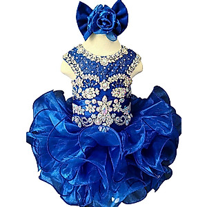 M_RAC Baby Girl's Crystal Lace Pageant Cupcake Dresses for Toddler Short Mini Birthday Party Gowns 2 US Mint Green