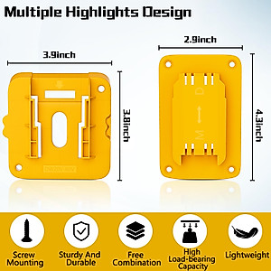 TAIRDA 10Packs Battery Holder Tool Holder, 5 Packs Battery Holder Wall Mount for Dewalt 20v Battery, 5 Packs Tool Holder Wall Mount for Dewalt 20v Tools