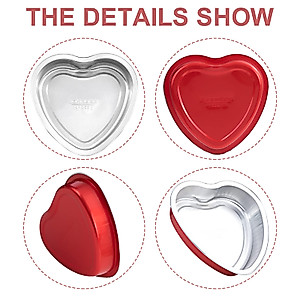 HEYYUMI Aluminum Foil Mini Heart Cake Pan, 25pcs 9oz Disposable Heart Shaped Cake Pans with Lids,Cupcake Liners Muffin Tins,Cupcake Baking Cups Ramekins Containers for Valentine's Day(Red)