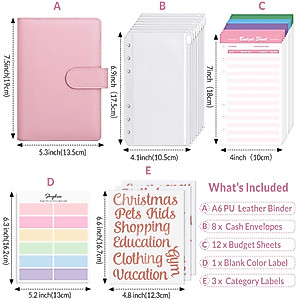 SKYDUE Budget Binder with 8pcs Zipper Envelopes,Money Organizer with 12pcs Expense Sheets & 24 Rose Gold Sticky Labels,Budget Organizer for Cash