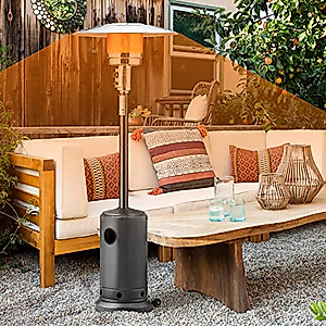 Saemoza 46,000 BTU Outdoor Propane Patio Heater, Standing Garden Heater with Wheels Outdoor Heater Propane Gas, ETL Certified Gas with Safety Ignition System (Silver)