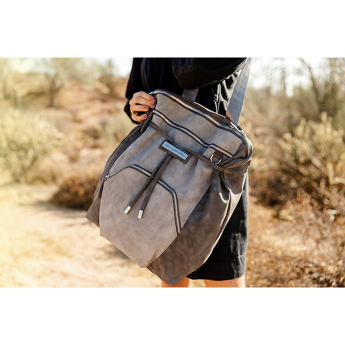 Petunia Pickle Bottom Cinch Convertible Backpack - Baby Bag - Baby Diaper Bag for Parents - Baby Backpack Diaper Bag - Stylish, Spacious, Secure Backpack for Busy Modern Moms & Dads - Pewter