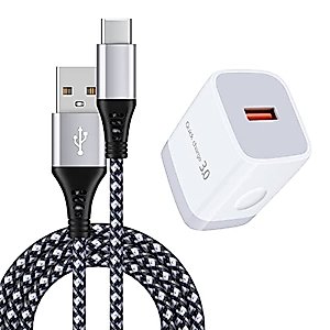 Samsung USB C Fast Charger Block with Android Phone Charger Type C Fast Charging Cable 6.6ft for Samsung Galaxy S23/S22/S21/S20/S10/S10 Plus/S10E/S9/S8/A12 A13Google Pixel 7 6 Pro 4A 3A,iPad Pro/Air4