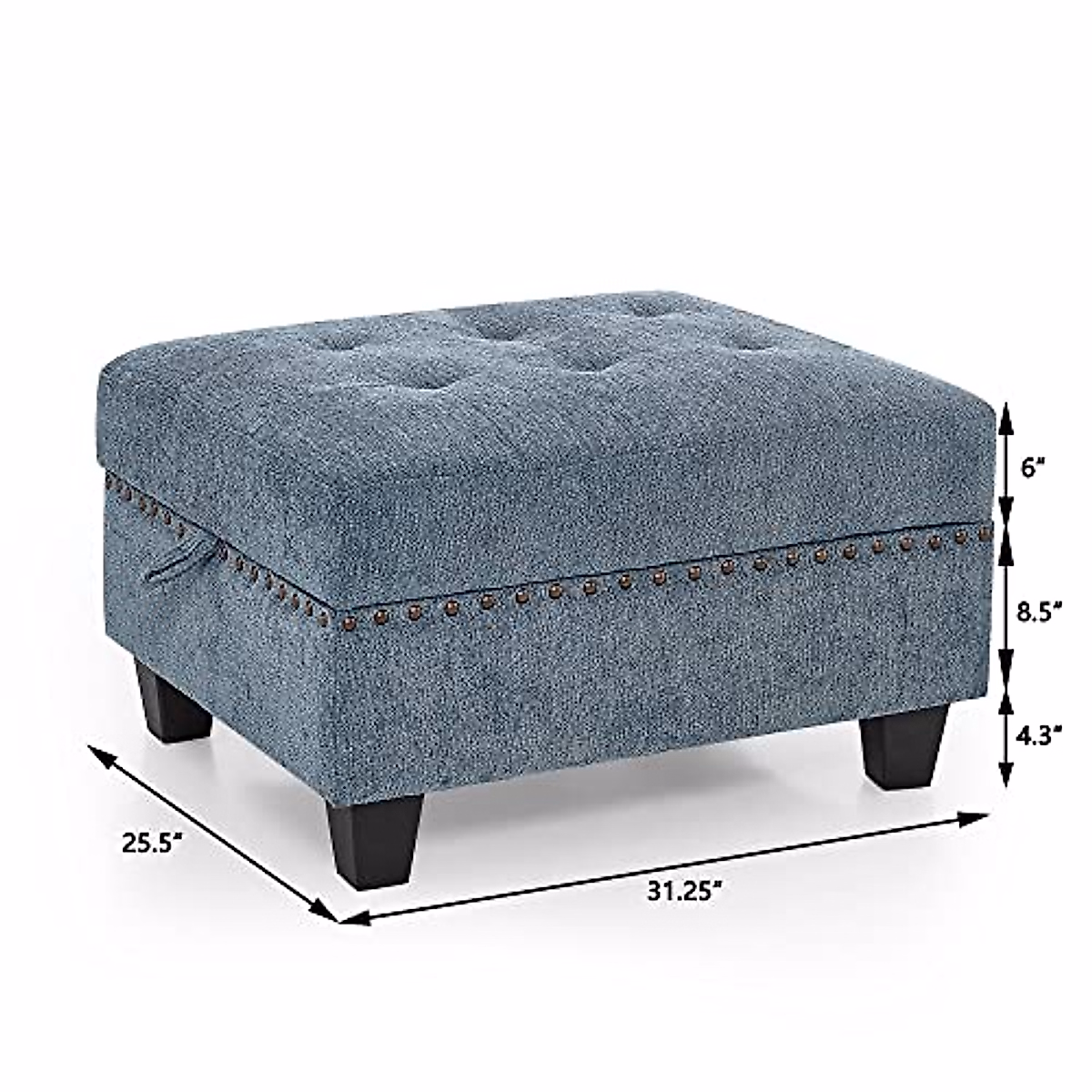 Melpomene U Shape Sectional Sofa DIY Sofa Combination (Blue, Ottoman)
