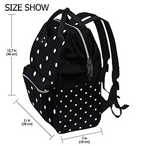 White Black Polka Dot School Backpack Large Capacity Mummy Bags Laptop Handbag Casual Travel Rucksack Satchel For Women Men Adult Teen Children
