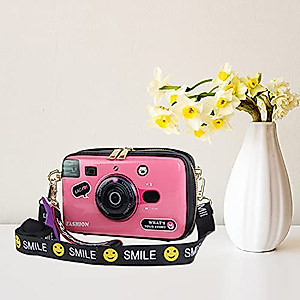 KUANG! Women Fashion Camera Shaped Crossbody Handbag PU Leather Vintage Shoulder Bag Novelty Clutch Box Girls Purse