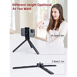 Mini Camera Tripod, Moman Tabletop Travel Tripod Desktop TR01S with 1/4 and 3/8 Screw Mount and Function Leg CNC Aluminum Design for Camcorder Gimbal Stabilizers Max Payload of 5Kg, Black