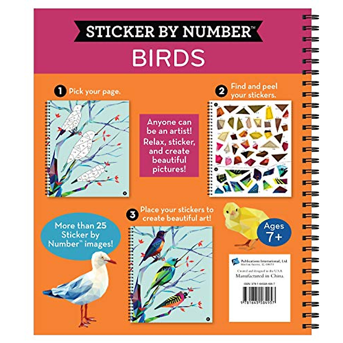 Brain Games - Sticker by Number: Birds (28 Images to Sticker)