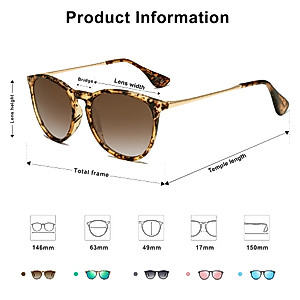 SOJOS Polarized Sunglasses for Women Men Round Classic Vintage Style TR90 SJ2091 (Amber+Grey, 63)