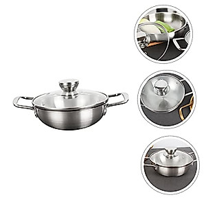 YARNOW 2pcs Stainless Steel Noodle Pot Pasta Cooker Korean Ramen Pot Korean Pots for Cooking Ramen Pot with Lid Cast Iron Pan Stir Fry Pan Large Soup Pot Big Noodles Cooking Pot with Lid