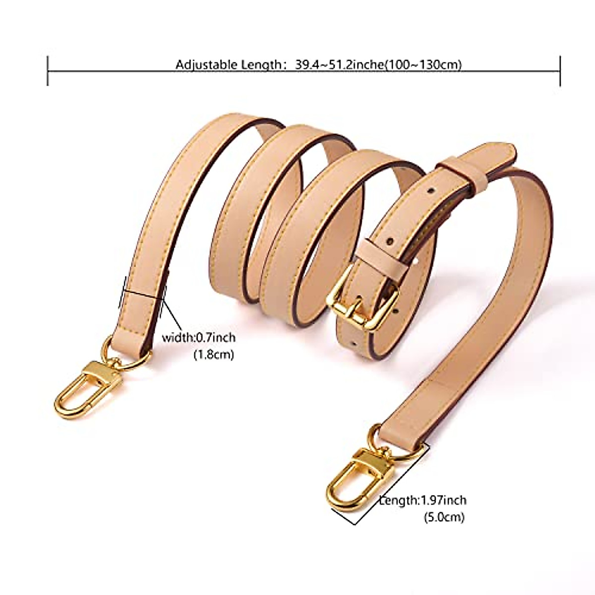 GOXTECH Vachetta Leather Adjustable Crossbody Strap for ， women's crossbody handbags (Beige)