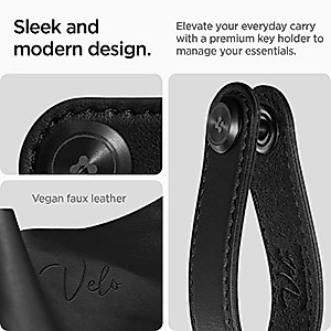 Spigen Valentinus Key Chain Key Holder Leather Key Organizer Minialist Compact Keyholder with Key Ring - Black