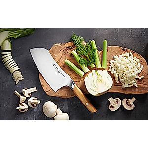 CUTLUXE Cleaver Knife - 7" Vegetable and Meat Butcher Knife - Olive Wood Handle – Full Tang – Olivery Series