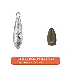 Fishfun 12Pcs Tungsten Flipping Fishing Weights, Sizes Engraved Worm Sinkers for Bass Fishing, 1/8oz, Green Pumpkin