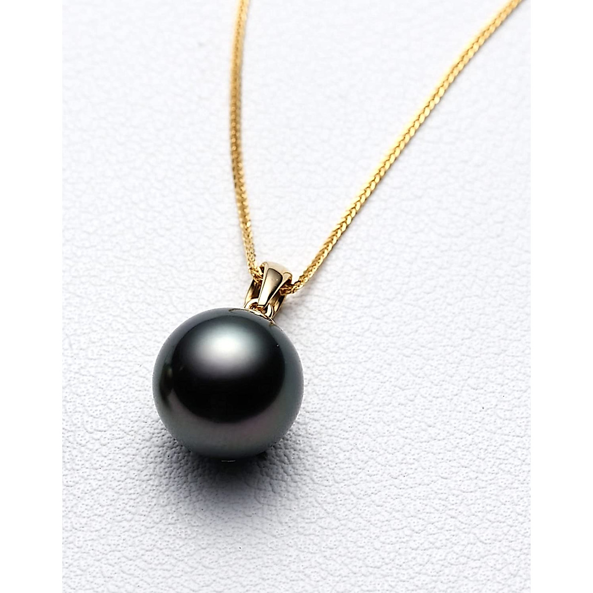 CHAULRI Real Gold 9-10mm Tahitian Black Pearl 18K Pendant Necklace w/ 18 Inch 18K Gold Chain - Jewelry Gifts for Women (yellow-gold)
