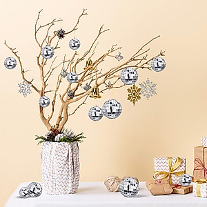 48 PCS Mirror Ball Cake Decorations - Reflective Ornaments for 70s Disco Themed Parties, Christmas Trees & Dance Music