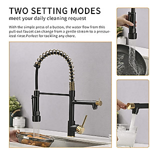 AIMADI Kitchen Faucet,Black Kitchen Faucet with Sprayer,Commercial Style Matte Black Faucet Kitchen Single Handle Single Hole Kitchen Sink Faucet