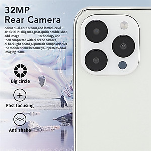 Yunseity I14 Promax Unlocked Cell Phone,6.6in HD Screen 3G Unlocked Smartphone for Android 10,4GB 64GB ROM,Dual SIM Cell Phone 2.4G ,5000mAh Battery,24MP 32MP Camera (White)