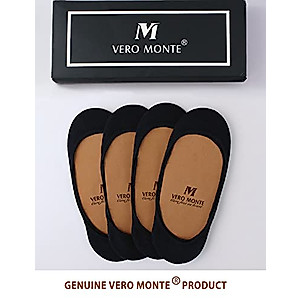 VERO MONTE 4 Pairs Non Slip No Show Socks (Black, 7-8.5) - Women Low Cut Socks