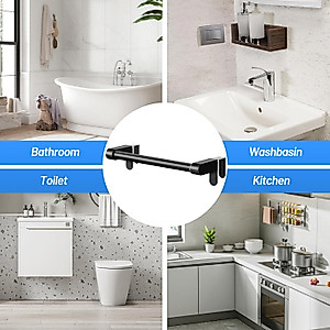 VEHHE Kitchen Towel Holder, Retractable Kitchen Towel Rack, Hooks Adjustable to Door Thickness, Dish Towel Holder with EVA Pad, Over The Door Towel Rack, L10.4~16.9 X W0~1.2 X H2.4 inches (Black)