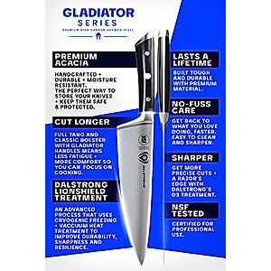 DALSTRONG Knife Block Set - 18 Piece Colossal Knife Set - Gladiator Series - High Carbon German Steel - Acacia Wood - ABS Handles Kitchen Knives - Premium Kitchen Knife Set with Block - NSF Certified