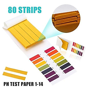 P H Test Strips,P H 1-14 Test Paper,Packs of 80 P H Litmus Paper,1-14 Alkaline Acid Test Paper for Urine,Saliva,Drinking Water,Pool,Spa,Soap,Fish Tank and Liquids