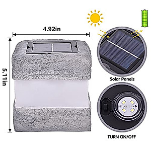 2 Pack Solar Garden Lights, Fake Rock Lights for Outdoor Pathway Yard, Solar Waterproof Decorative Rocks Lantern for Landscape Decor Gery