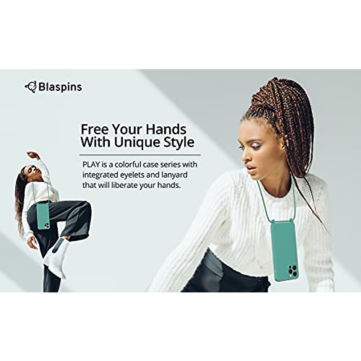 Blaspins Crossbody Strap Phone Case for iPhone 12 Mini, Adjustable Rope, Belt Neck Lanyard, String Detach Lanyard, Drop Proof Sturdy, Wrist Hands Free Protective Cover 5.4 inch 12 Mini - Pine Green