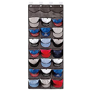 GOJUSO Hat Rack Wall Mount and 10 Adhesive Hat Hooks for Wall Over The Door with 4 Metal Hooks /4 Adhesive Hooks