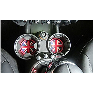 VCiiC (2 73mm Red Union Jack UK Flag Style Soft Silicone Cup Holder Coasters for Mini Cooper R55 R56 R57 R58 R59 Front Cup Holders