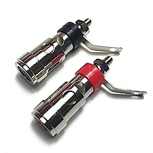 CESS Amplifier Terminal Connector Binding Post Push Quick Type -Binding Post Spring Loaded Press Subwoofer Basket Terminal (4 Pack)