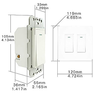 MOES WiFi Smart Light Switch, 2 Gang No Screw Panel Smart Life/Tuya App Wireless Remote Control Wall Switch Timer for Lights, Compatible with Alexa, Google Home, Neutral Wire Required, No Hub Required