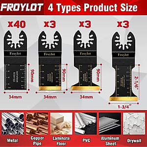49pcs Titanium Oscillating Tool Blades High-Carbon Steel Multitool Blades, Universal Multi Tool Blades Kits for Metal Wood Cutting, Fit Dewalt Bosch Milwaukee Ryobi Rockwell Fein Makita
