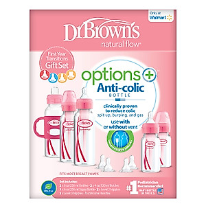 Dr. Brown's Baby First Year Transition Options Baby Bottles Gift Set, Pink