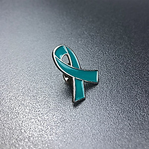 50pcs Teal Ribbon Awareness Pins Cervical Ovarian Cancer Awareness Products Pin