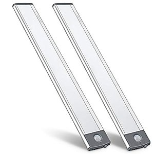 LED Motion Sensor Cabinet Light,Under Counter Closet Lighting, Wireless USB Rechargeable Kitchen Night Lights,Battery Powered Operated Light,54-LED Light for Wardrobe,Closets,Cabinet,Cupboard(2 Pack)