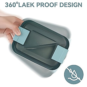 JXXM 4 Stainless Steel Food Storage Container Set With Lids - Easy Clean, Smell-Proof, Airtight & Leakproof Containers - 4Sizes (13oz/33oz/63oz/100oz) - 304 Stainless Steel(Blue lid)