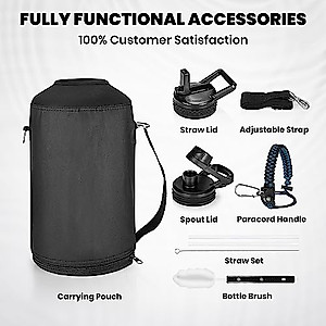 RAYMYLO One Gallon Water Bottle Insulated, Triple Walled Vacuum Stainless Steel (Cold for 48 Hrs), Leak Proof & BPA-Free, Large Water Flask Jug with Paracord Handle & Straw Spout Lids