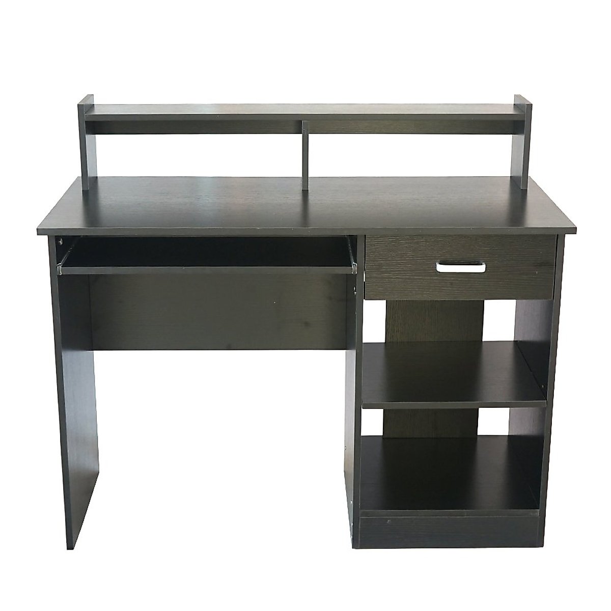 DESIGNSCAPE3D Modern E1 15MM Chipboard Computer Desk with Keyboard Tray, Drawer, and Shelf - Ideal for Study and Work (Black)