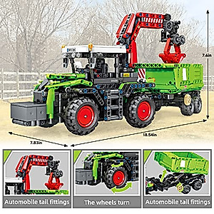 3 in 1 Tractor Harvester Building Kits, Compatible with Lego Truck Farm Construction Vehicles Set Toys for Adults and Boys Girls 8-12(1481 Pieces)