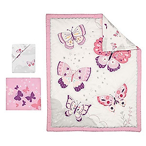 Bedtime Originals 3 Piece Crib Bedding Set, Butterfly Kisses, Multicolor