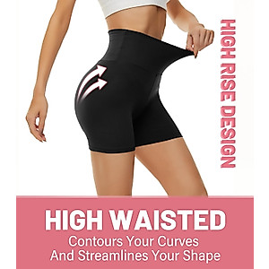 CAMPSNAIL 4 Pack Biker Shorts for Women High Waist - 3"/5"/8" Tummy Control Soft Athletic Yoga Workout Running Gym Shorts