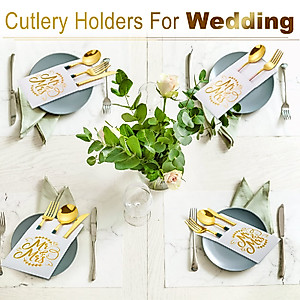 24 Pcs Silverware Bag Utensil Holder Cutlery Pouch Bags Utensil Napkin Holders Knife Fork Tableware Bags for Wedding Vintage Rustic Party Country Restaurant Table Setting Decoration 4.15 x 7.5 Inch