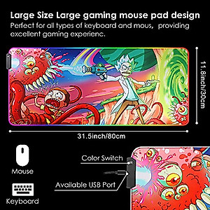 Envysun RGB Mouse Pad LED Light Gaming Mouse Pad with Rubber Base Colorful Computer Carpet Desk Mat for PC Laptop (31.5 11.8 inch) (80x30 rggun)