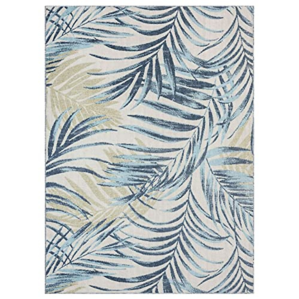 Tommy Bahama Malibu Palm Springs Coastal Indoor/Outdoor Area Rug, Ivory/Aqua Blue, 5'3"x7'3"